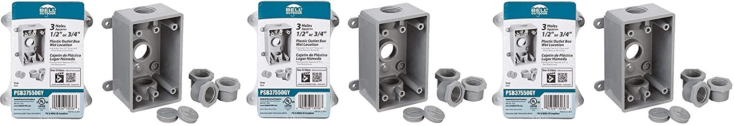 Hubbell PSB37550GY Single-Gang Weatherproof 1/2-Inch or 3/4-Inch ...