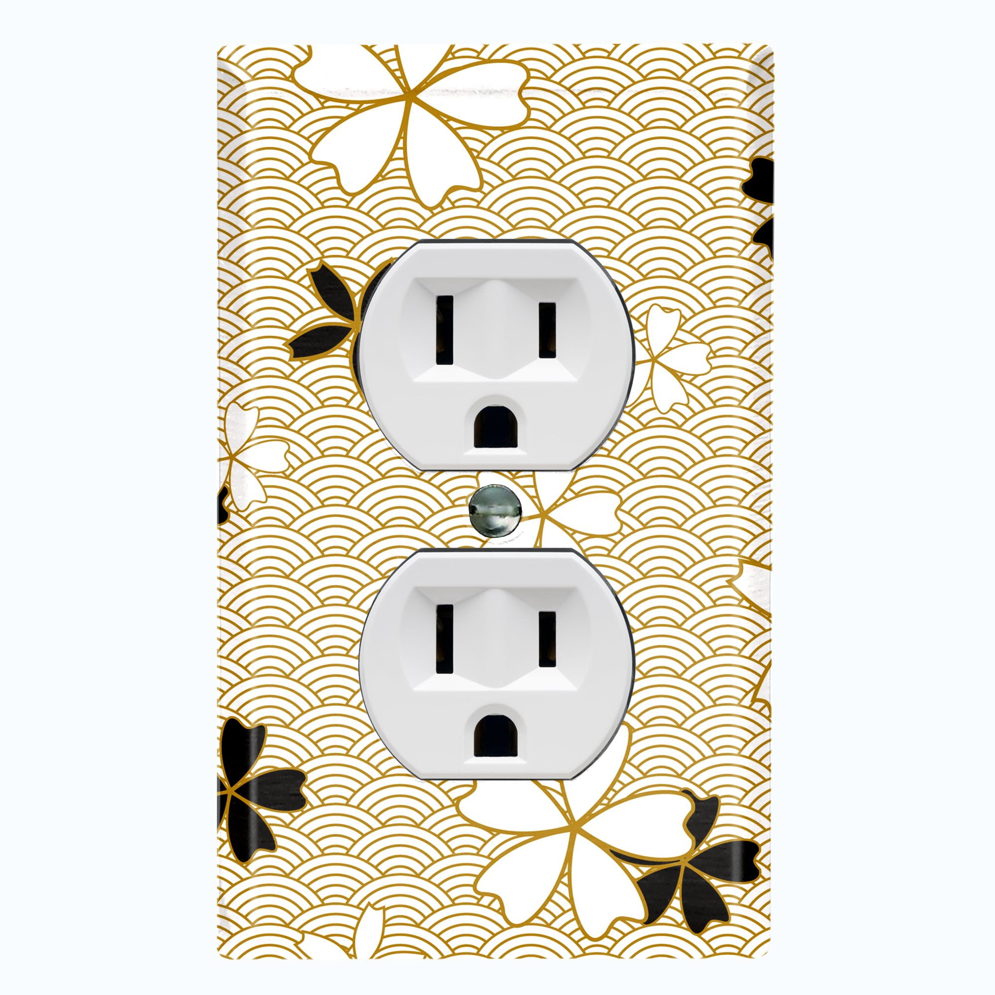 Metal Light Switch Plate Cover Japanese Flower Pattern Beige Wallpaper ...
