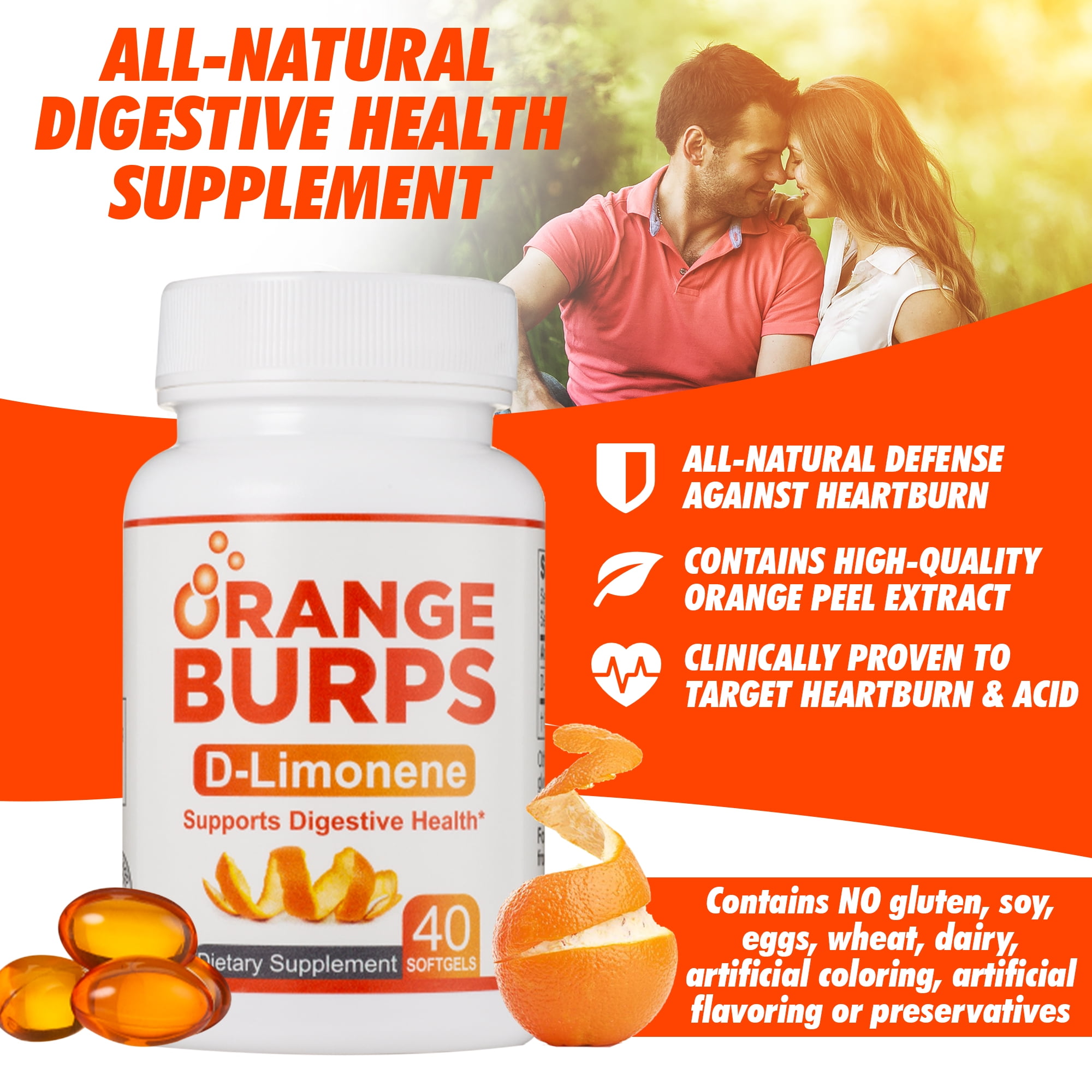 Buy Orange Burps D-Limonene Softgels - Orange Peel Extract - 3 Pack ...
