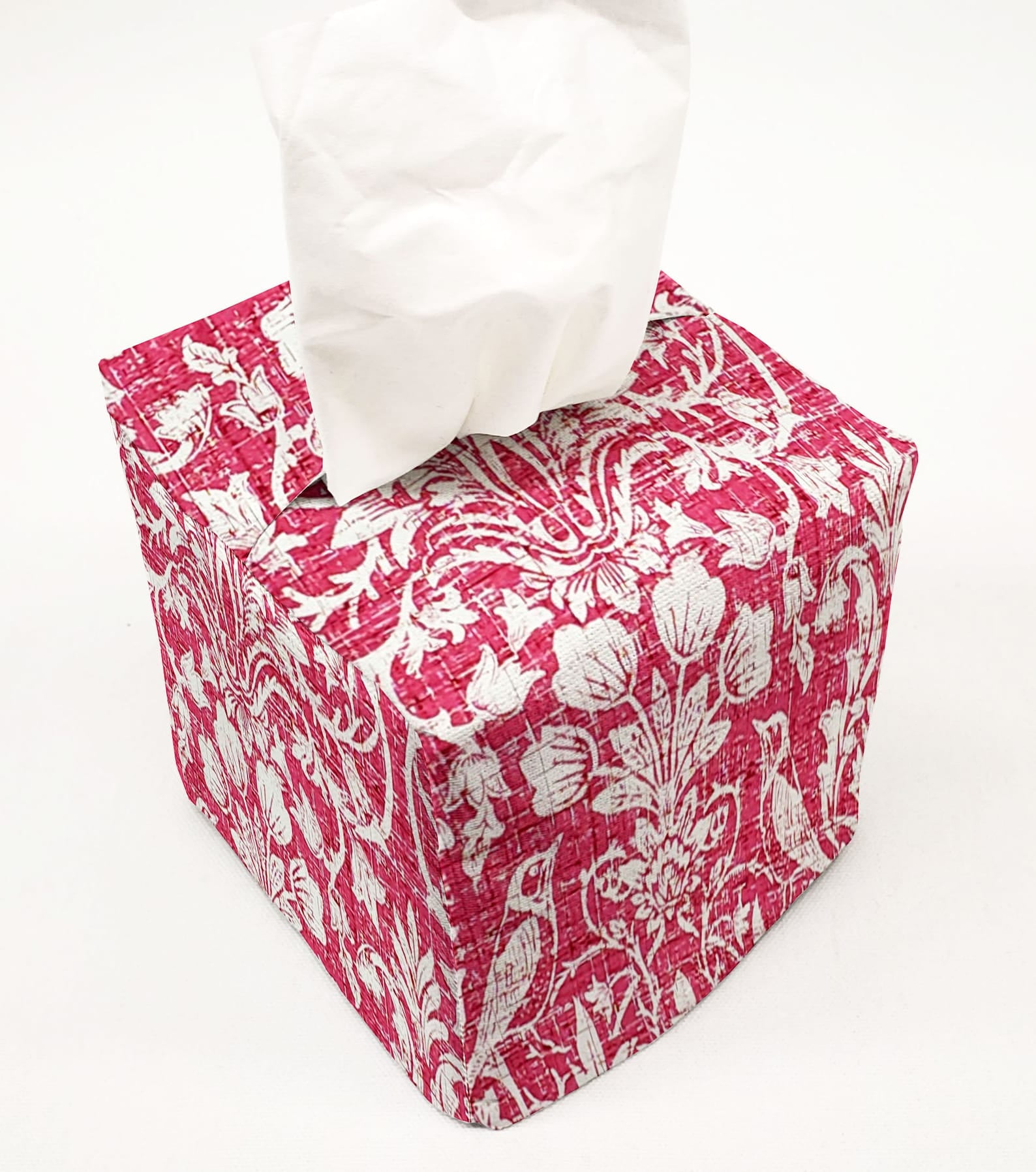 Pink Floral Damask Tissue Box Cover by Penny's Needful Things (Cube ...