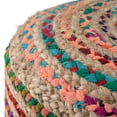 Margo Decorative Woven Pouf, Bohemian Accent, Multi Color Braided Jute ...