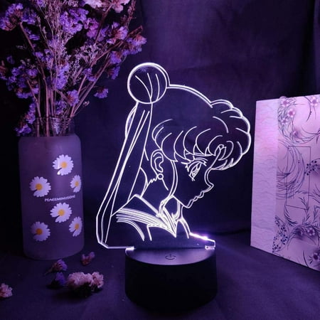 3D Night Light for Kids, 3D Illusion Lamp Sailor Moon Figurines Anime ...