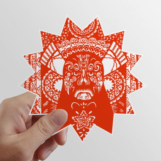 Red Peking Opera Paper-cut Head Sun Vinyl Sticker Luggage Graffiti ...