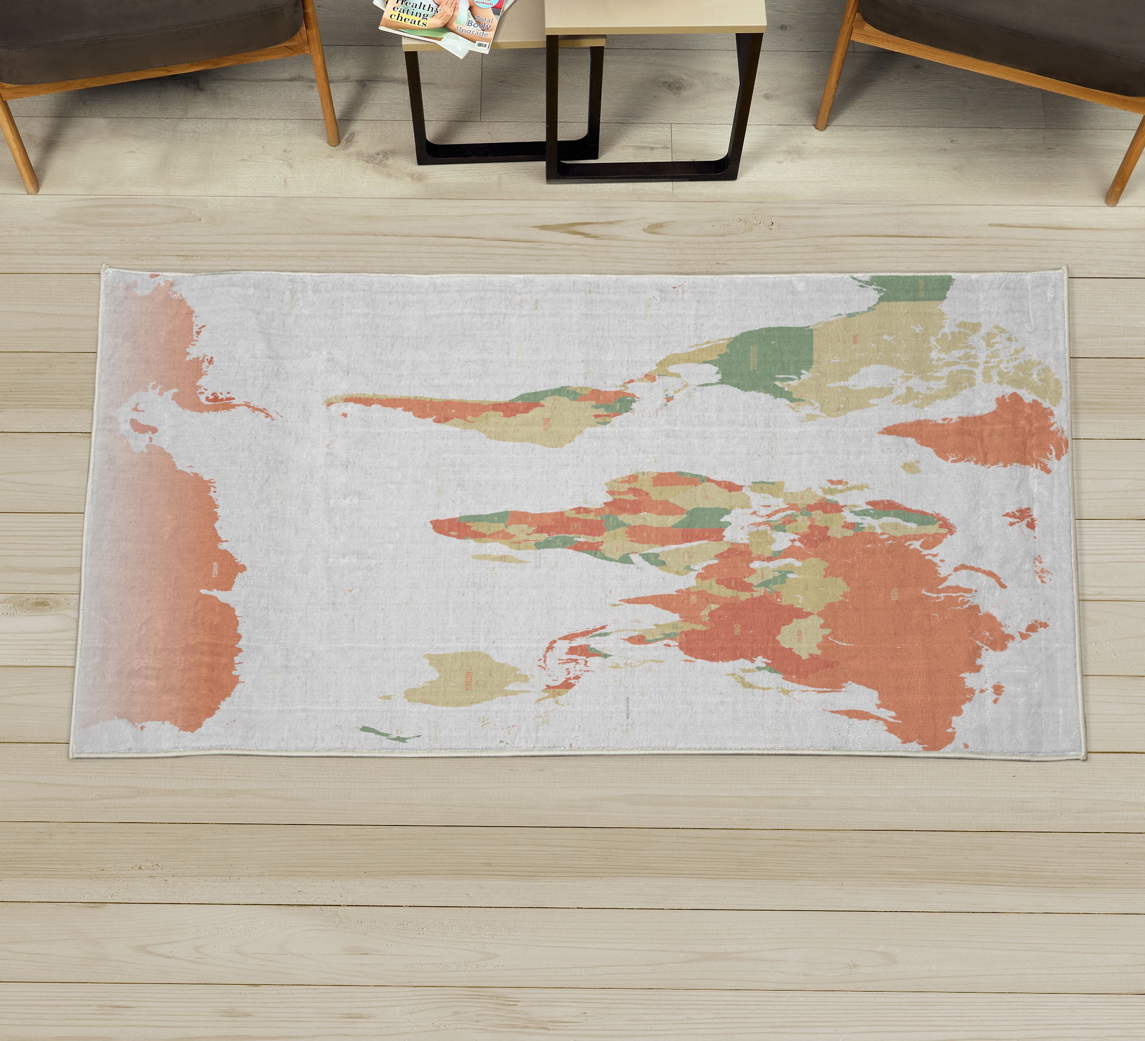 Earth Decorative Rug, Detailed World Map with All Countries Major ...