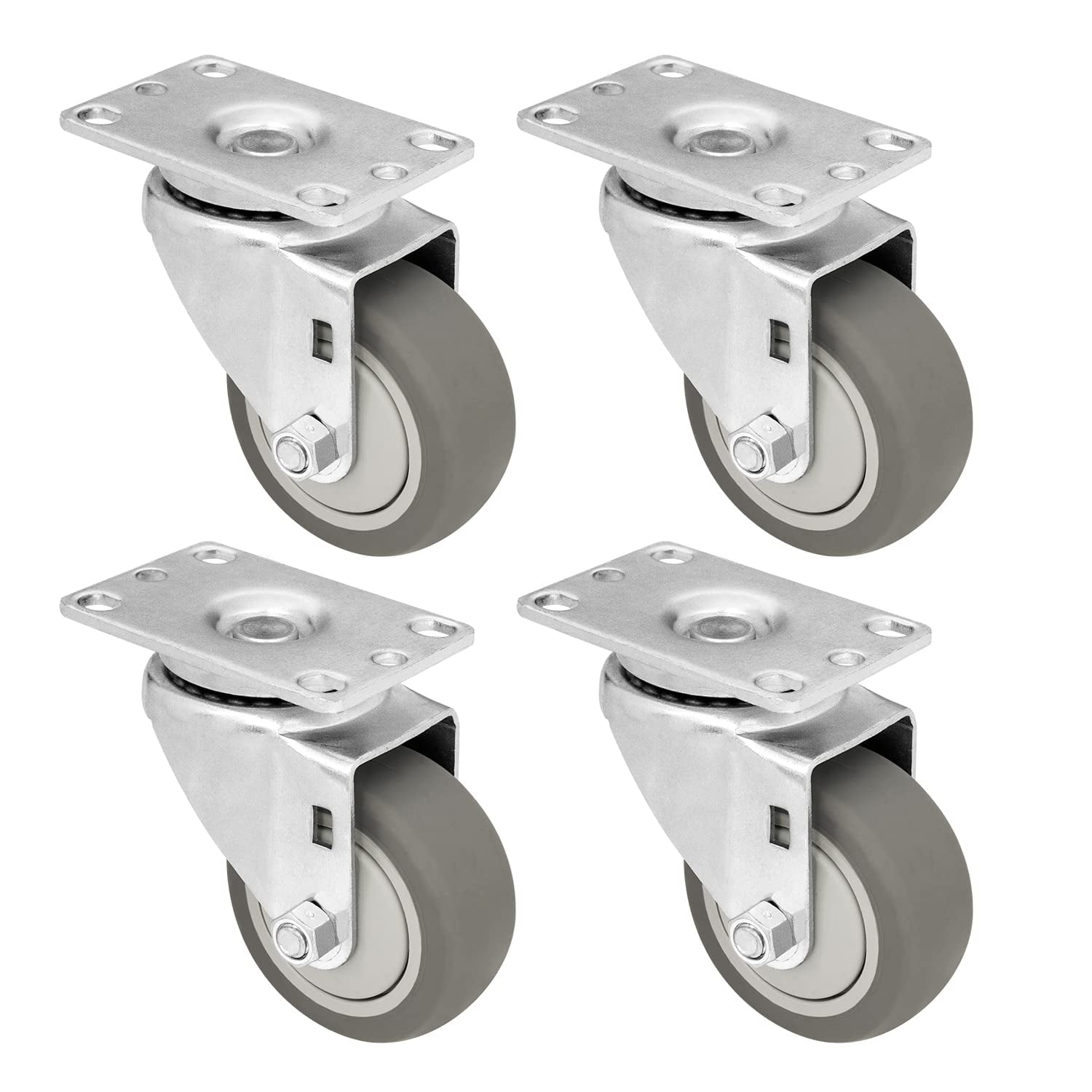 SY America 4" 4 Pack Plate Caster, Thermoplastic Light Heavy Duty ...