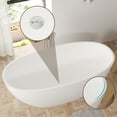 63" Freestanding Bathtub, 25mm thick, LIGMIRR Oval Shaped Resin Stone ...