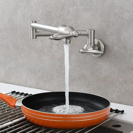 Braccia Series 24" Wall Mounted Pot Filler in Brushed Brass | 24” Reach ...