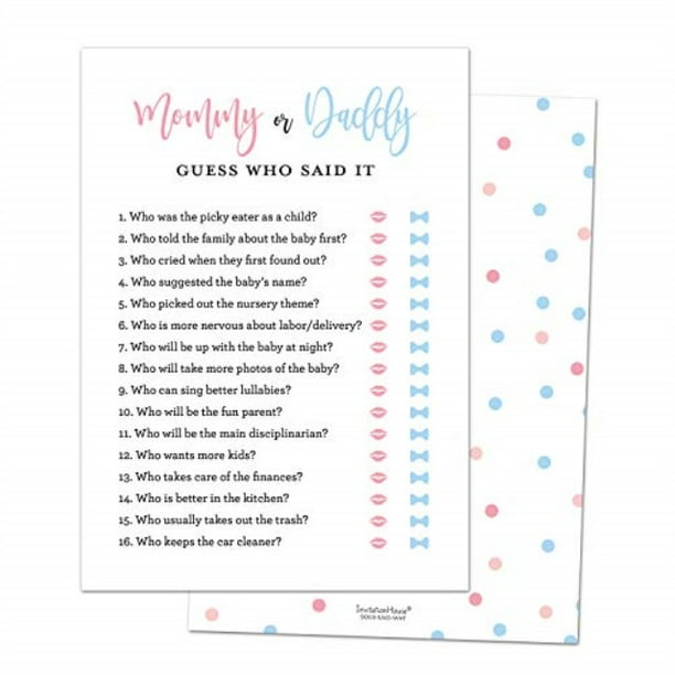 Invitationhouse 50 Gender Reveal Party Games Guess Who Mommy Or Daddy