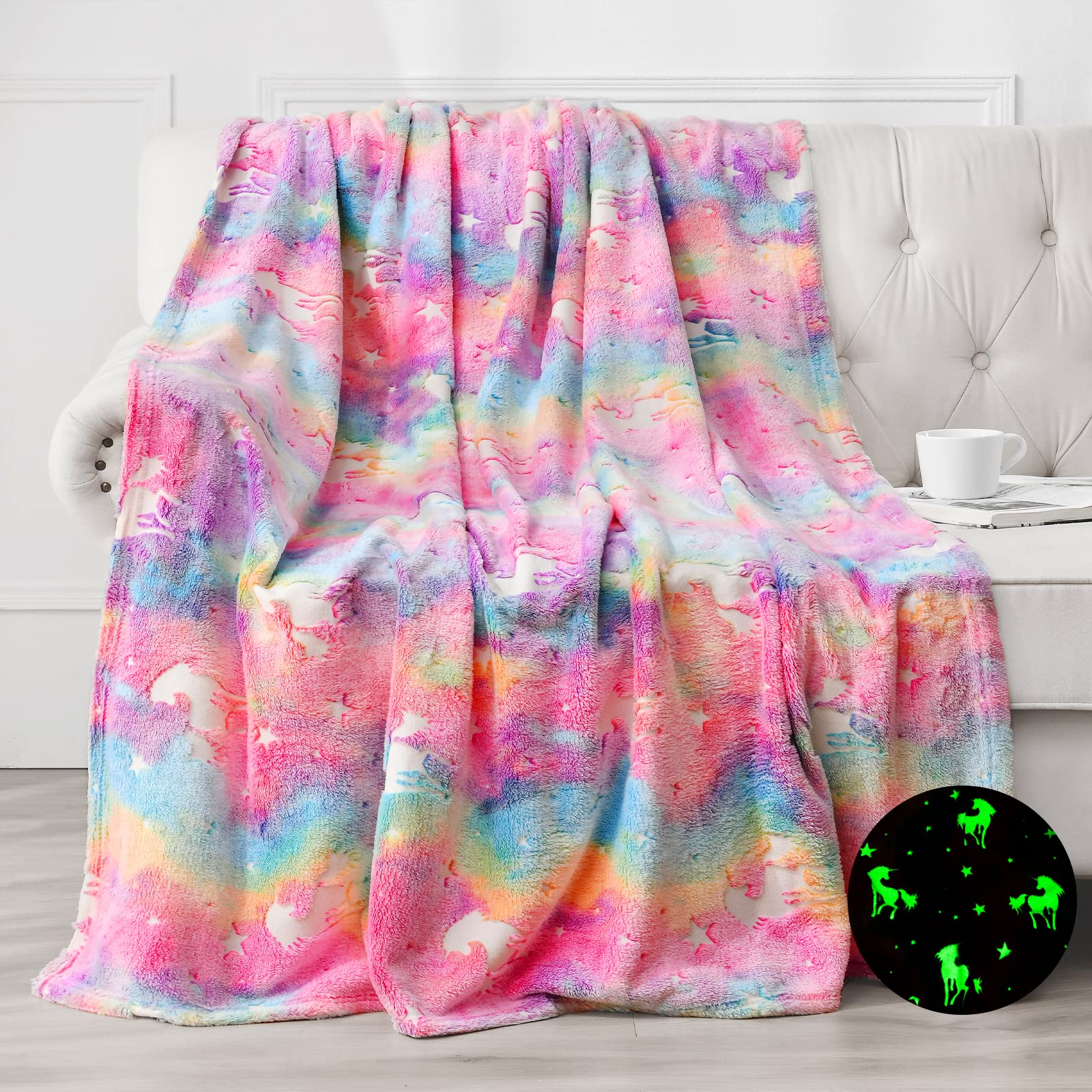 Click here for Lucoss Glow In The Dark Throw Blanket Gift For Gir... prices
