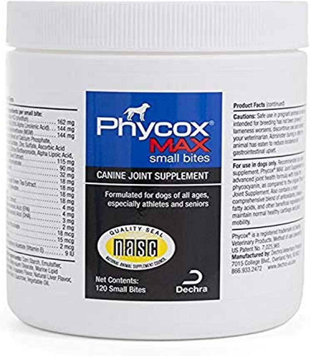 Dechra Phycox MAX Small Bites, Joint Supplement for Dogs (120ct ...