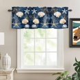 Coastal Rod Pocket Curtain Valance, Summer Beach Starfish Shell Sea ...