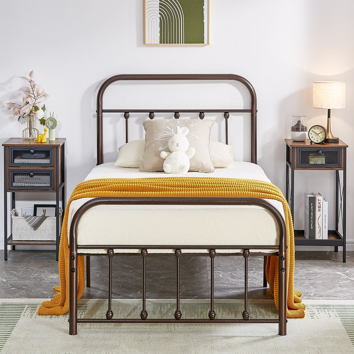 VECELO Twin Size Metal Bed Frame, Foundation Heavy Duty Steel Slats ...