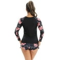 IDOPIP Women 2 PC Rash Guard Long Sleeve Swimsuits Swim Shirt with Shorts Set Surf Bathing Suits ...