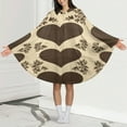 Brown Heart Pattern Wallpaper Blanket Oversized Wearable Hooded Blanket ...