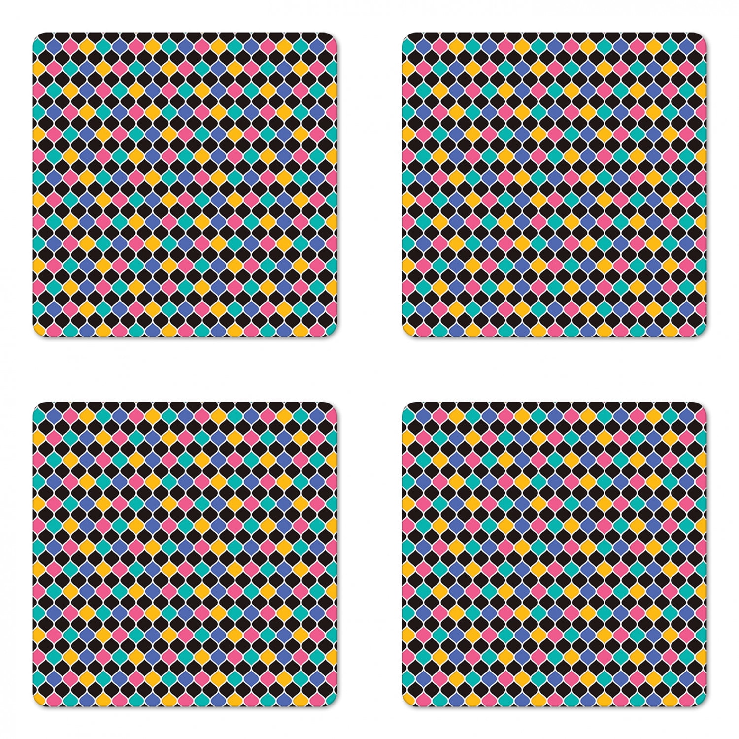 Geometric Coaster Set of 4, Abstract Design of Interlinked Ogee Pattern ...