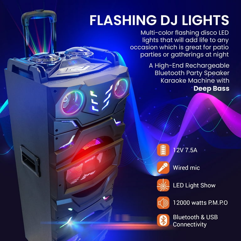 12000 Watts Peak Power Rechargeable Bluetooth Party Speaker, 06/23/2024