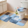 Abstract Color Stitching Bathroom Rugs Set Brown Blue Graffiti Art Non ...