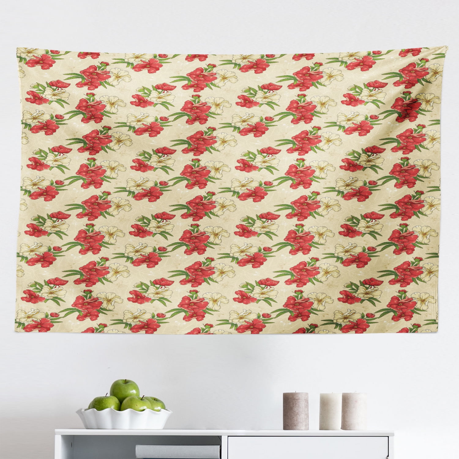 Beige Floral Tapestry, Shades of Shasta Daisy Colorful Ordered ...