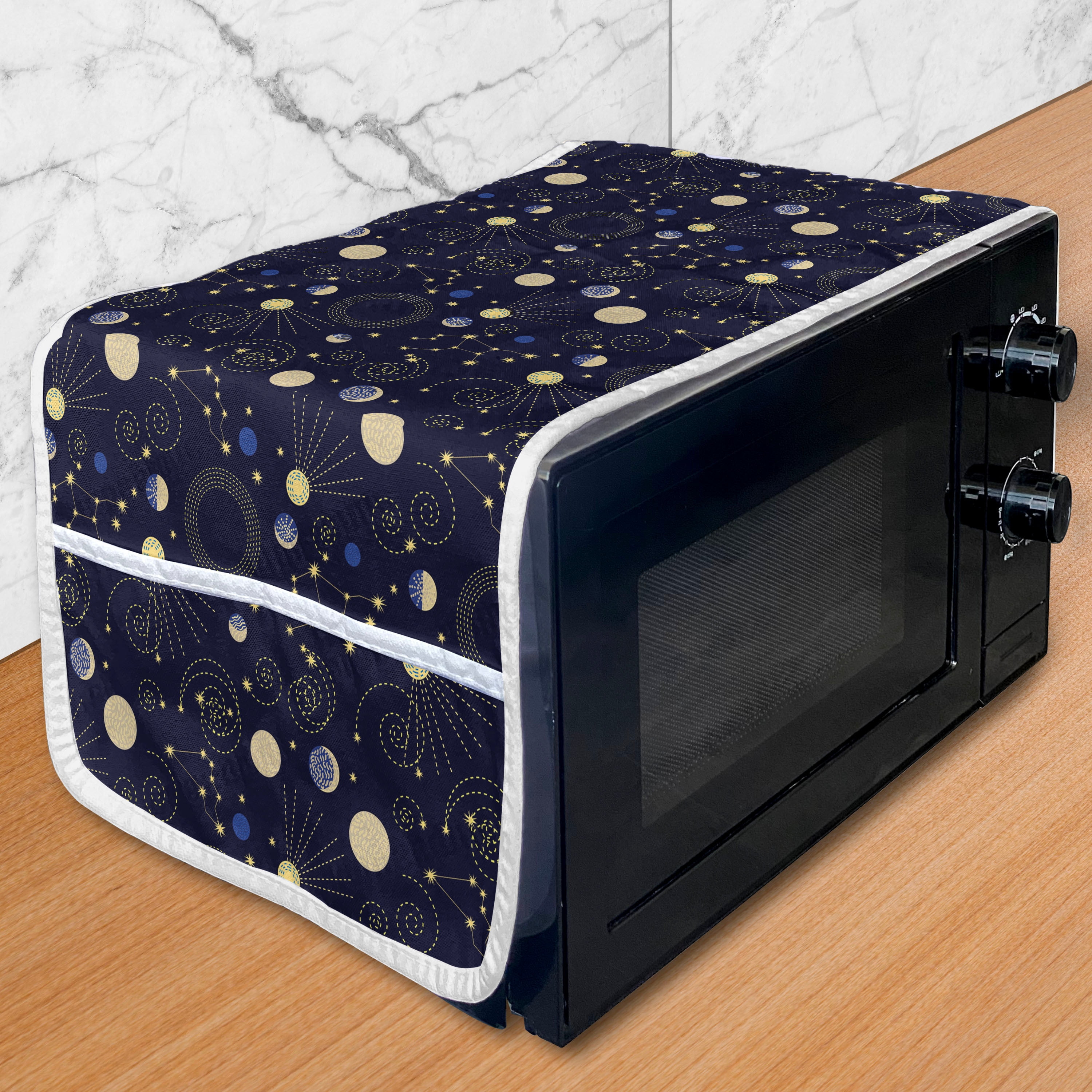 Cosmos Microwave Oven Cover, Retro Memphis Style Planetary Space Shapes ...