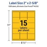 Avery Printable Rectangle Labels, Bright Yellow, 2" x 2-5/8", 1,200ct ...
