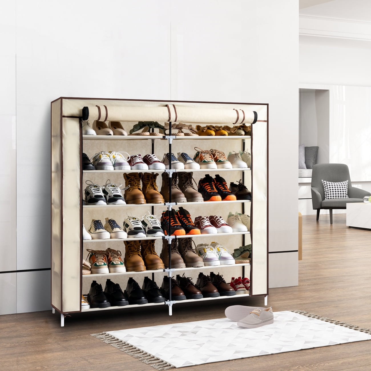 Ktaxon 6-Tier Tall Floor Metal Shoe Rack, 36-Pair Storage Organizer ...