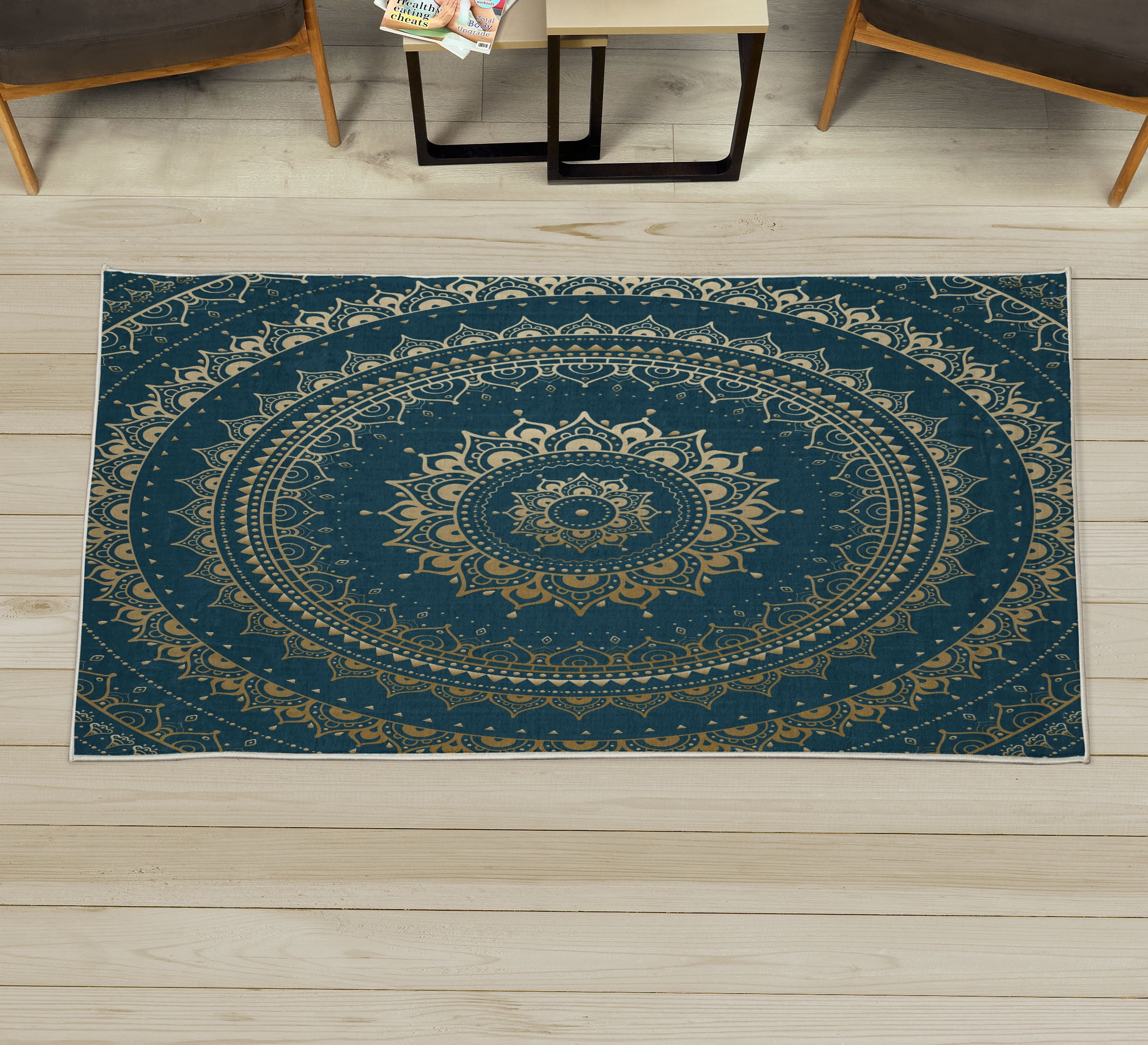 Mandala Decorative Rug, Circle Universe and Cosmos Esoteric Oriental ...