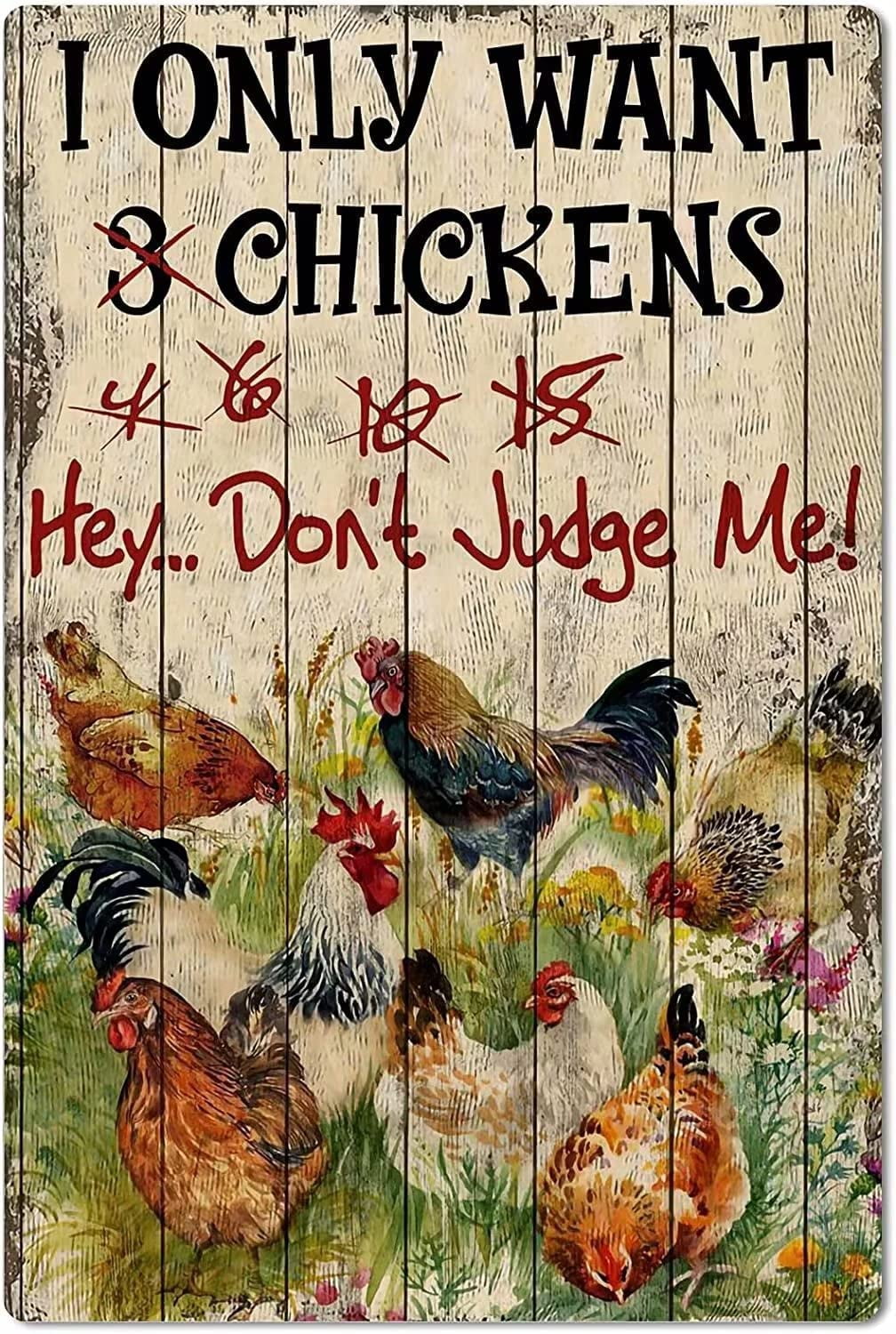 I Only Want Chickens Vintage Tin Poster Farm Chickens Metal Sign ...