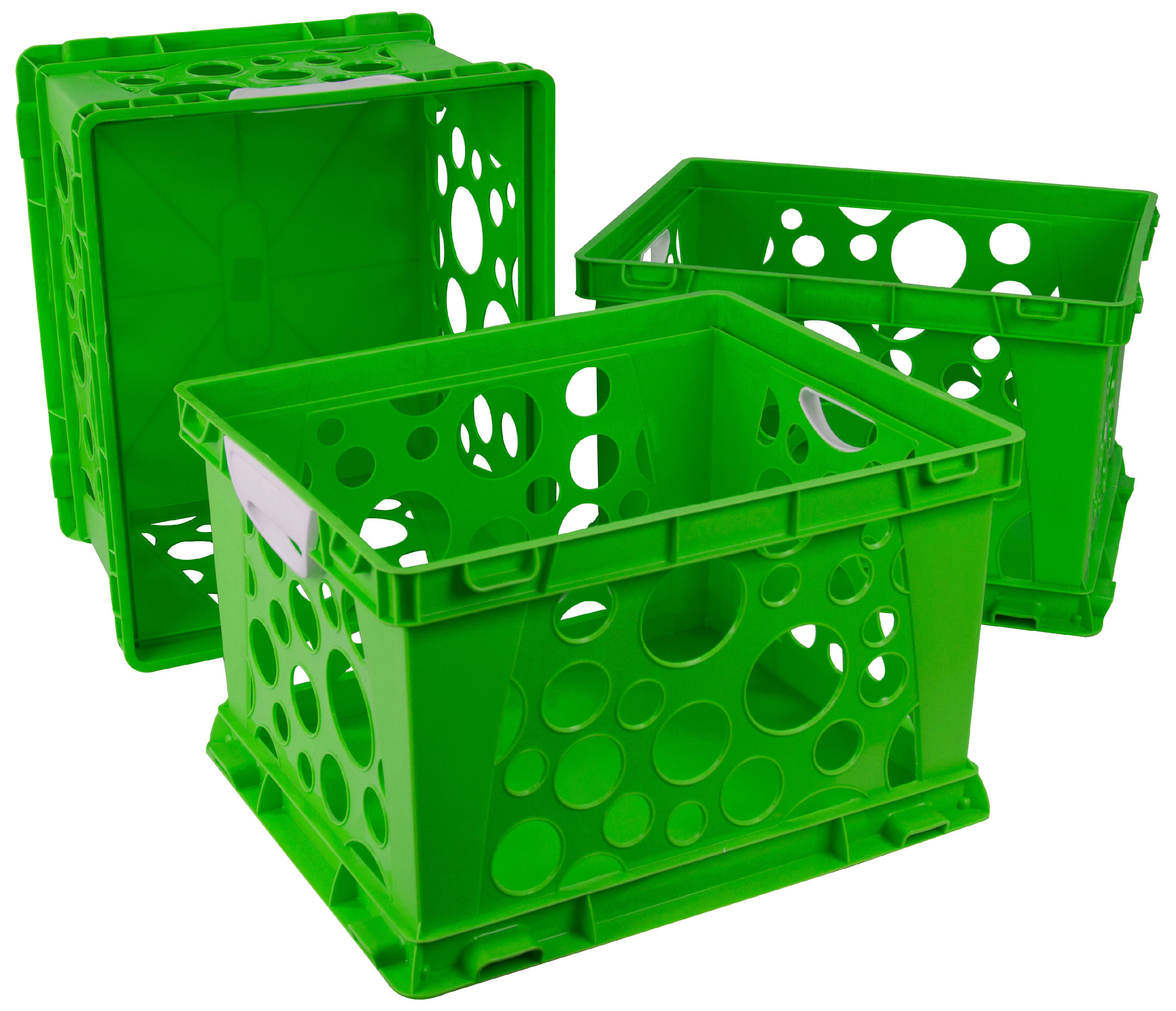 Storex Plastic File Crate with Handles, Letter/Legal Size, Green/White ...