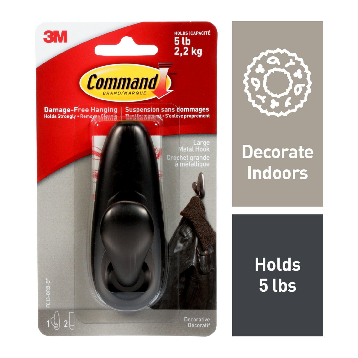 Click here for Command Decorative Metal Hook Fc13-Orb-Ef  Large L prices