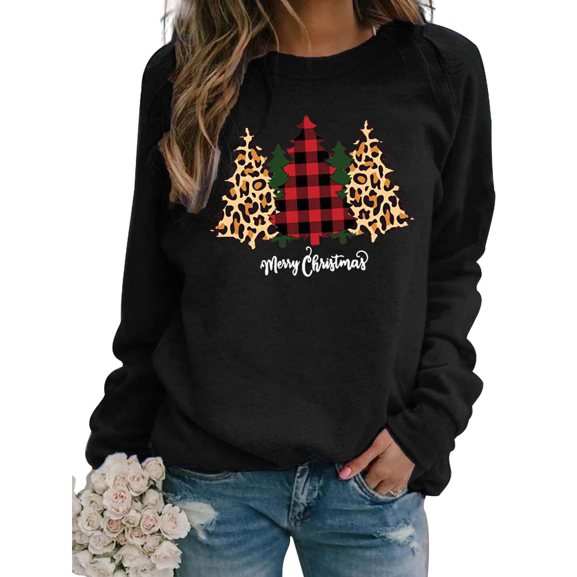Click here for Himone Christmas Tree Crew Neck Sweatshirt Pullove... prices