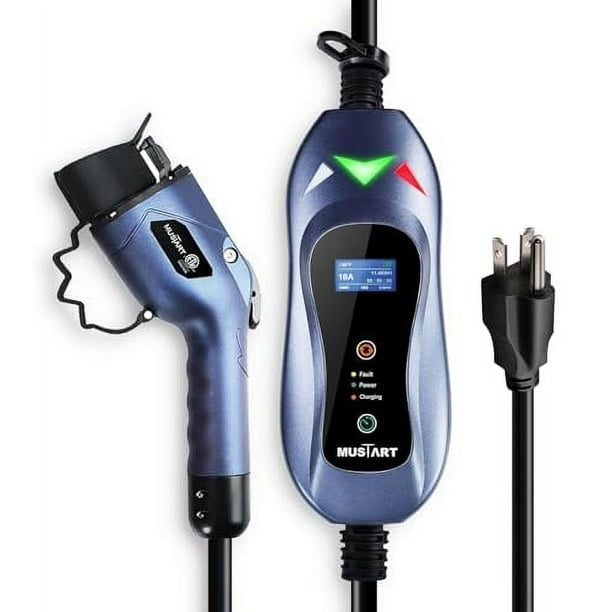 MUSTART Level 2 Portable EV Charger (16 Amp Adjustable, 240V, 25ft ...