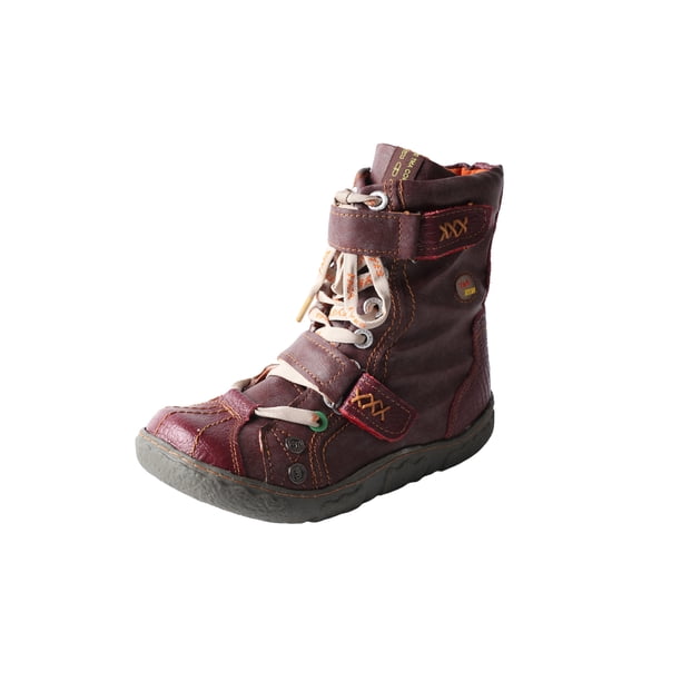 TMA EYES Double-Strape Washed PU Leather Women's Boot With Faux Fur ...