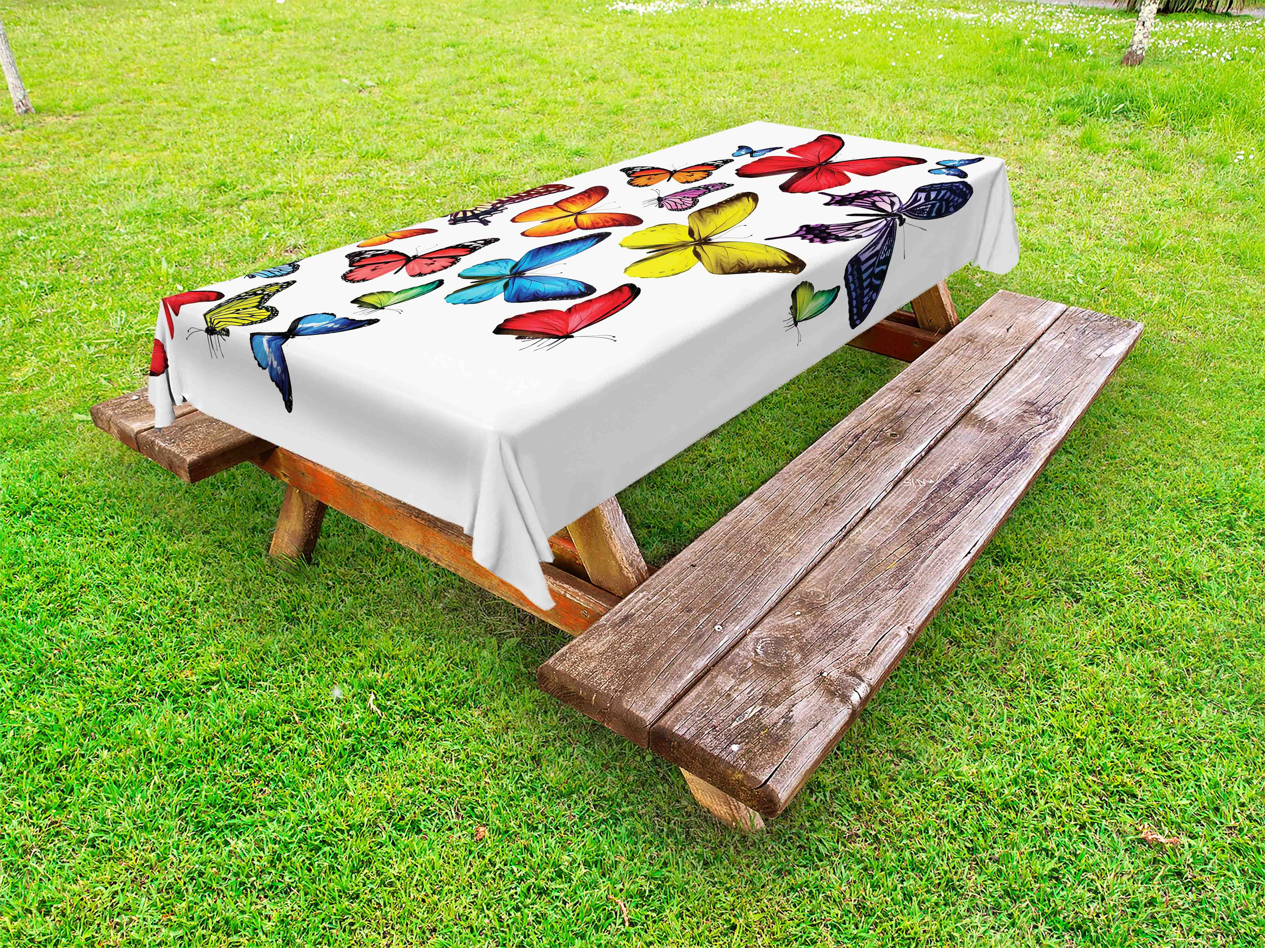 Butterflies Outdoor Tablecloth, Many Different Butterflies Romance ...