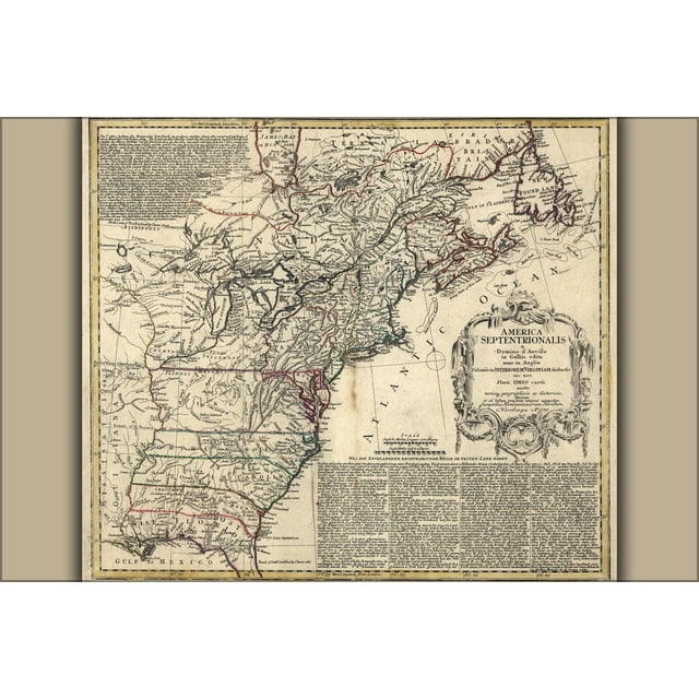 24"x36" Gallery Poster, revolution map of united states of america 1777 ...