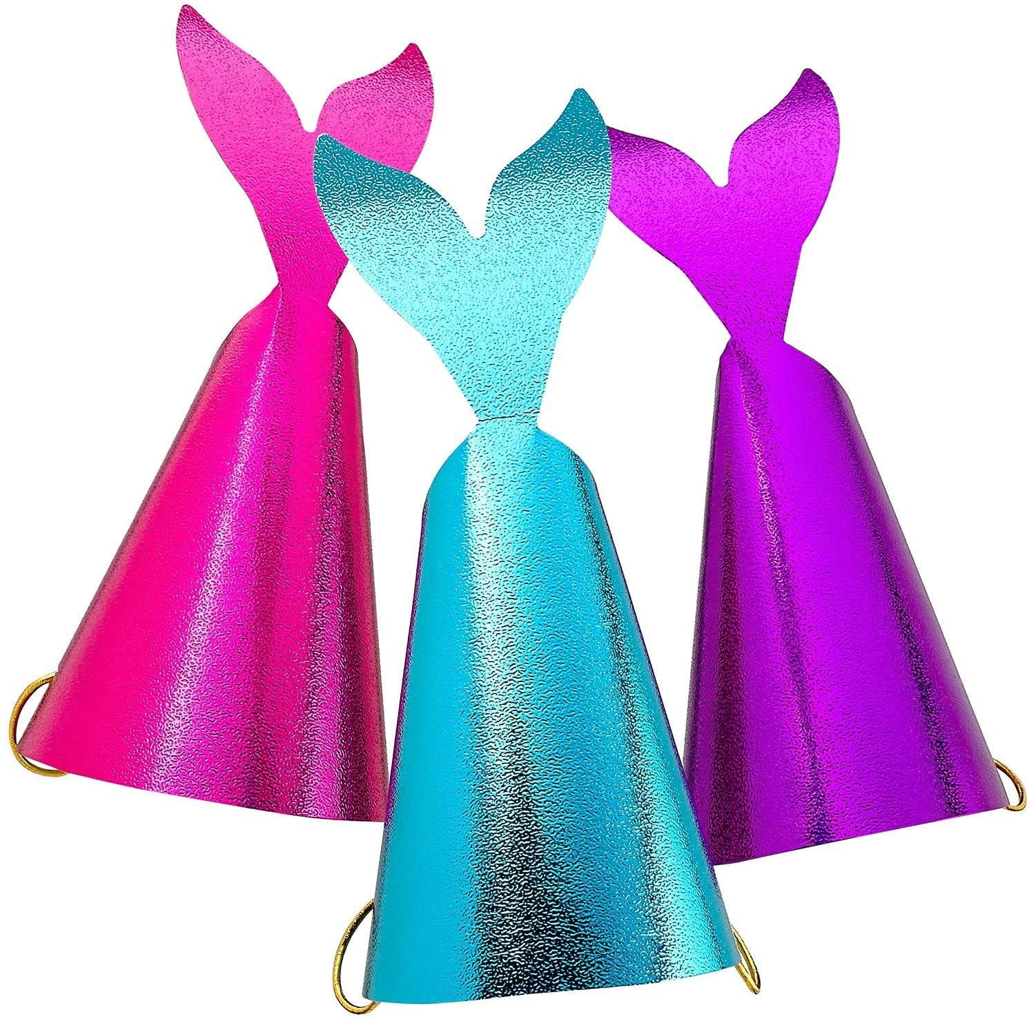 Kicko Embossed Mermaid Party Hats - 12 Pack - 3 Colors - for Kids ...