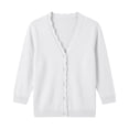Casual Women's 3/4 Sleeve Button Cardigan V Neck Solid Color Soft Knit ...