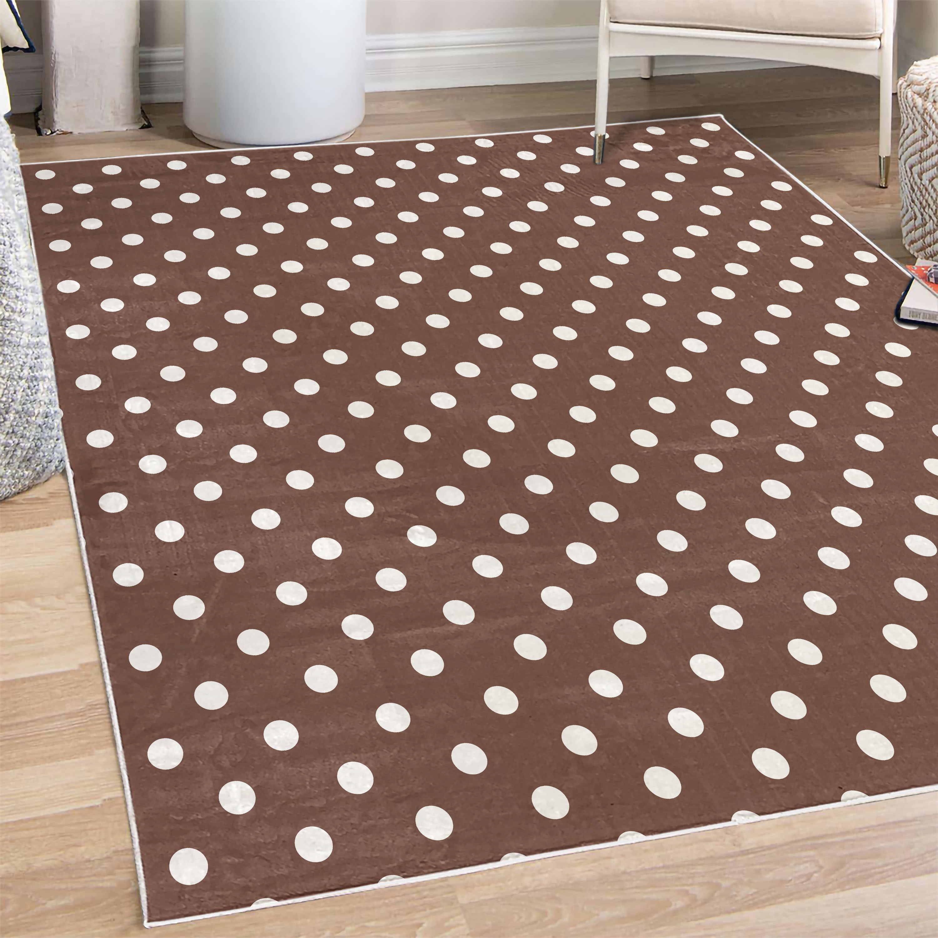 Polka Dot Decorative Rug, Classic Old Fashioned Repeated Circles Round ...