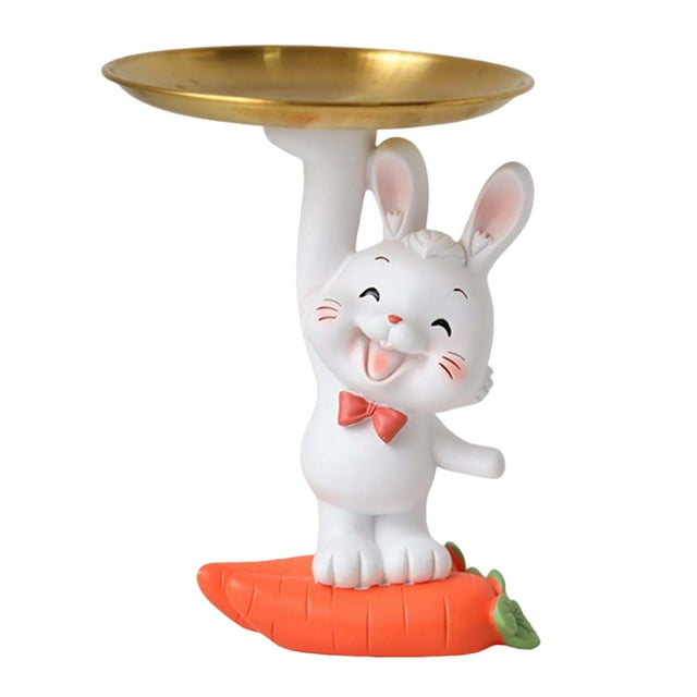 Resin Cute Rabbit Storage Tray Statue Sculpture for Entrance Shop ...