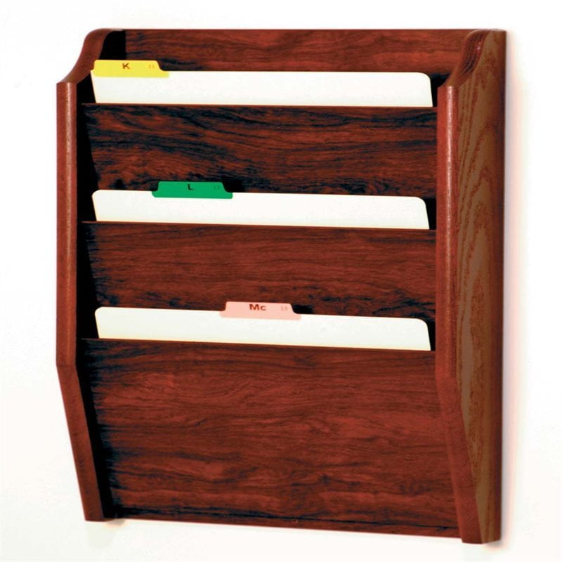 Pemberly Row 3 Pocket Legal Size Wall File Holder in Mahogany - Walmart.com
