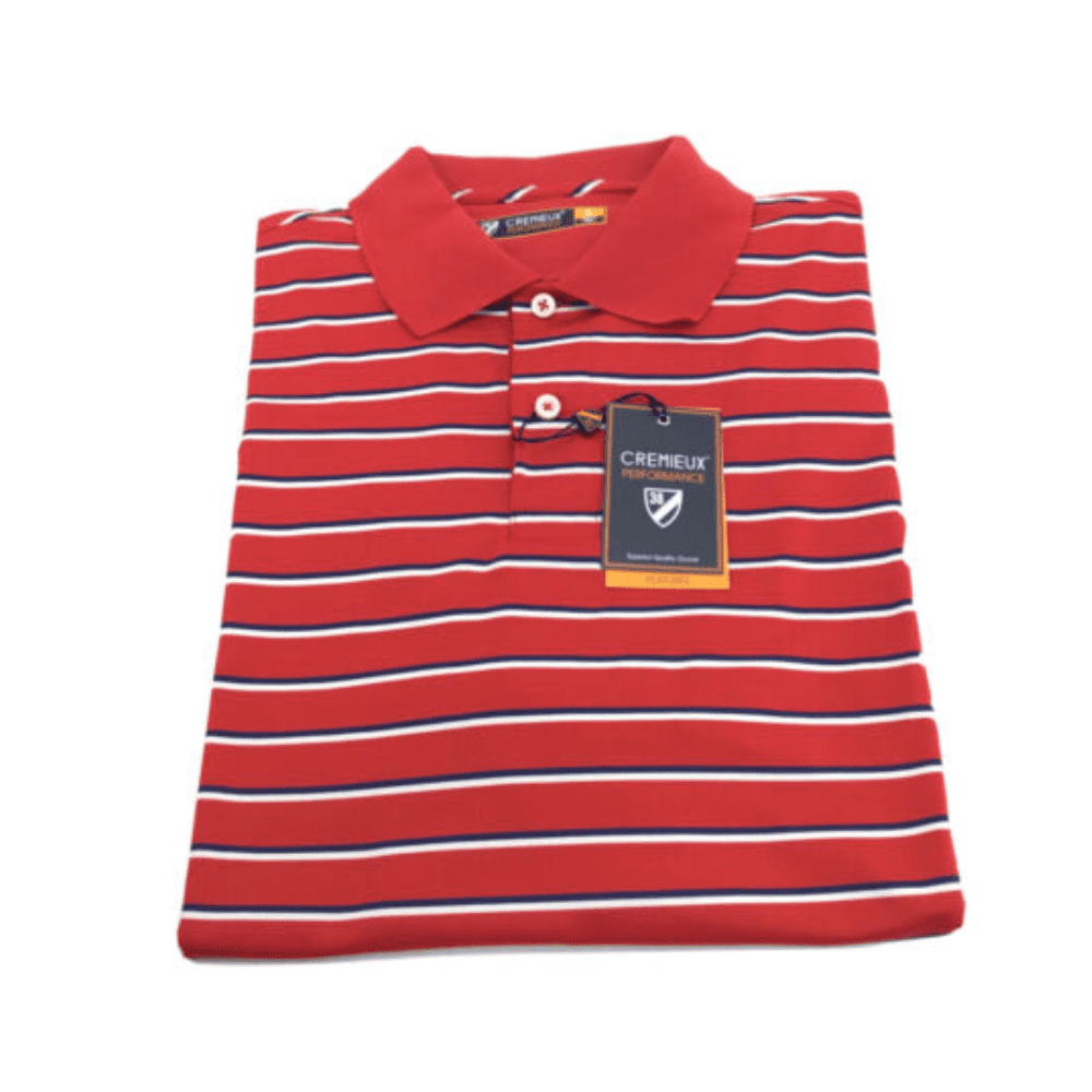Cremieux Stripe Short-Sleeve Interlock Polo Shirt RED L - Walmart.com