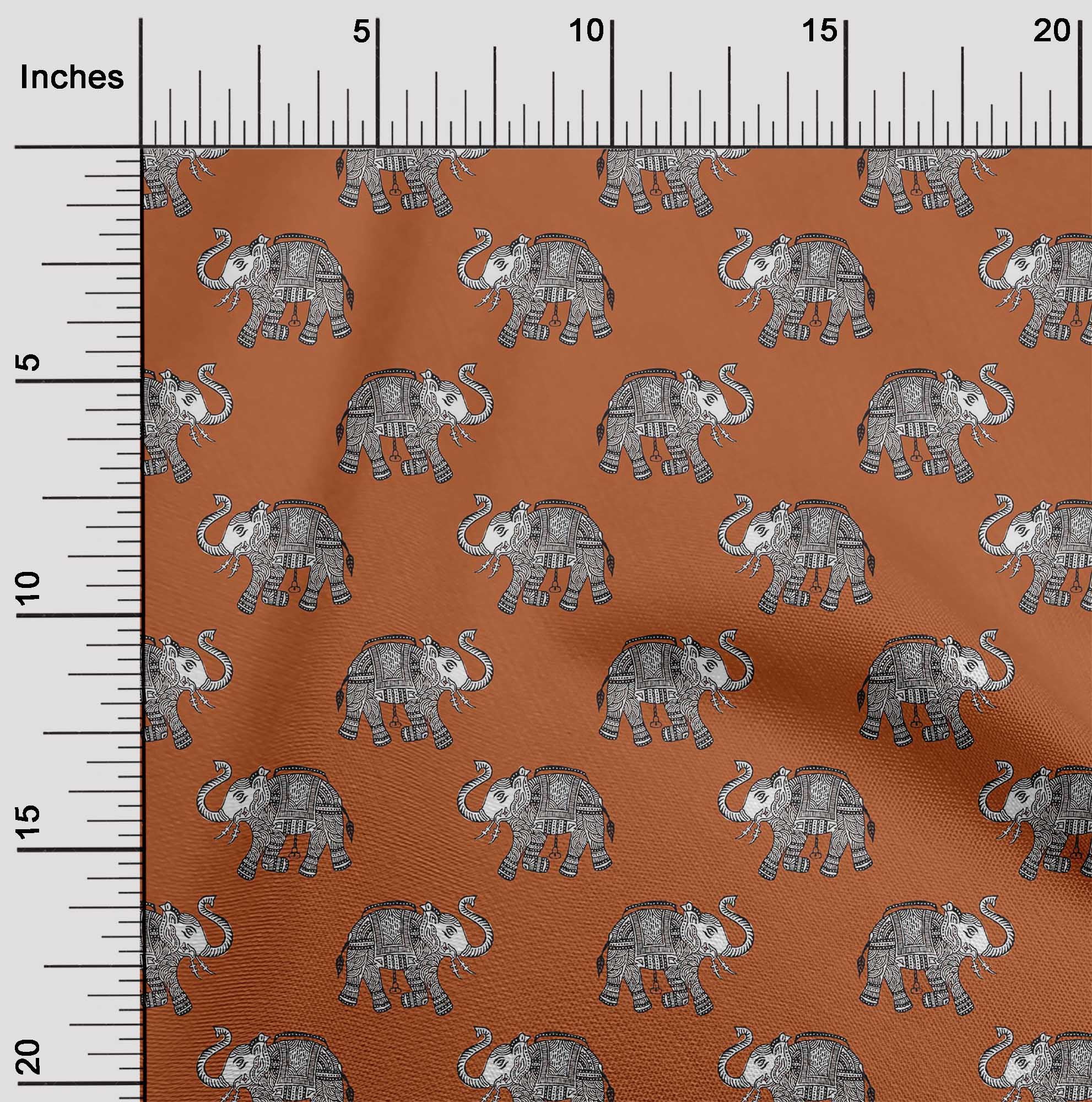 oneOone Organic Cotton Voile Fabric Elephant Block Print Fabric By The ...