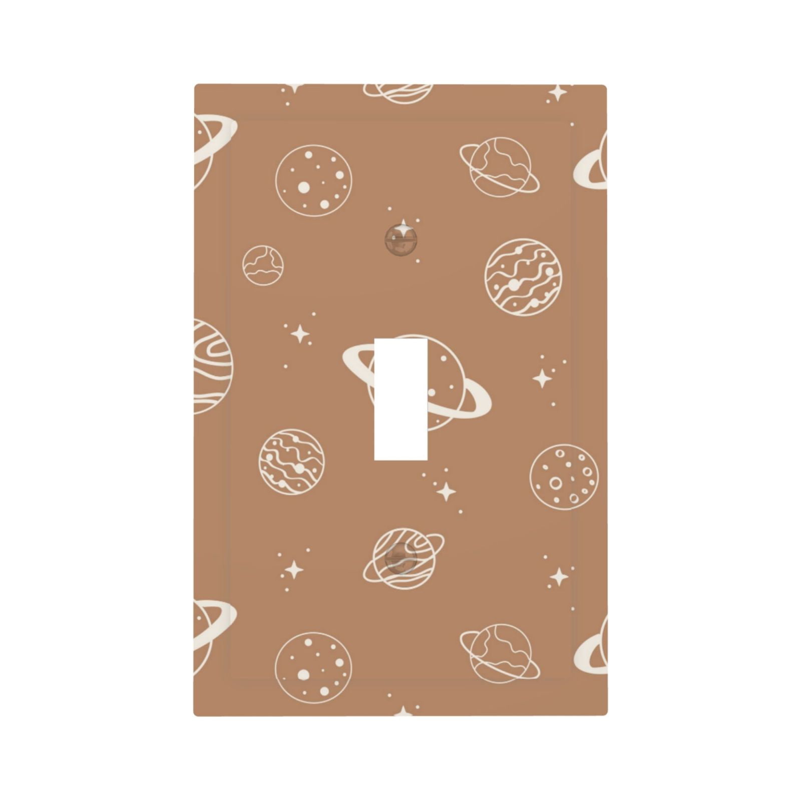 DouZhe 1-Gang Toggle Switch Wallplate, Brown Cartoon Space Planet ...