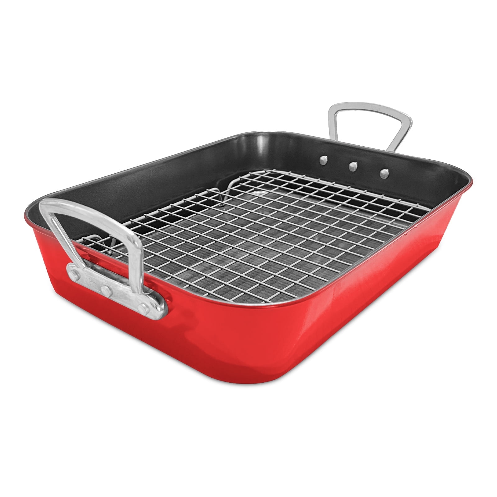 Roasting Pan with Rack Nonstick Roasting Baking Tray with Handle Carbon ...