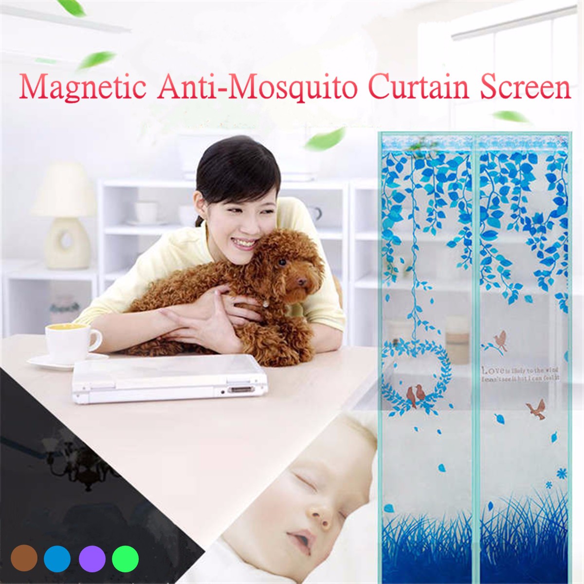 4 Colors 220x90cm New Magnetic Snap Door Curtain Window Mesh Fly Bug ...