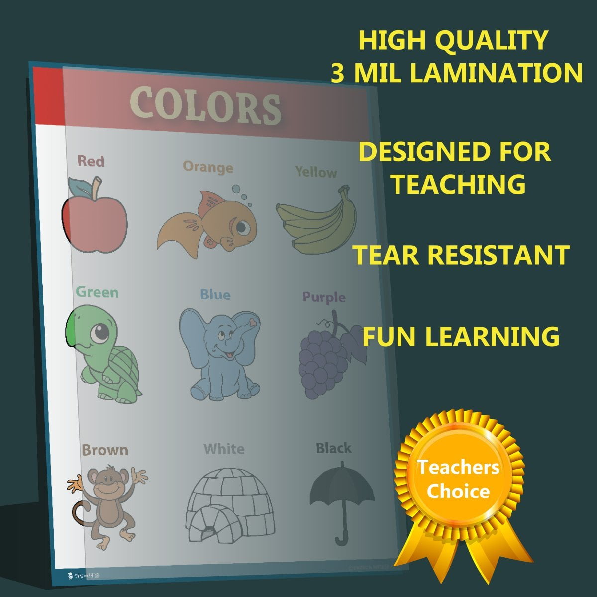 Learning colors educational poster LAMINATED chart Philippines | Ubuy