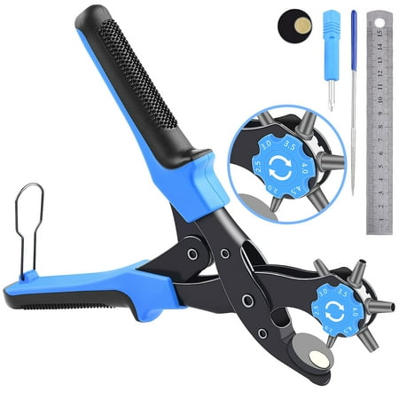 Leather Hole Punch,Heavy Duty Revolving Plier Tool with 1 Extra Plate ...