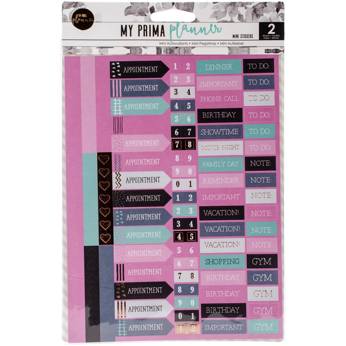 My Prima Planner Mini Stickers 2/Pkg-Words & Numbers | Walmart Canada