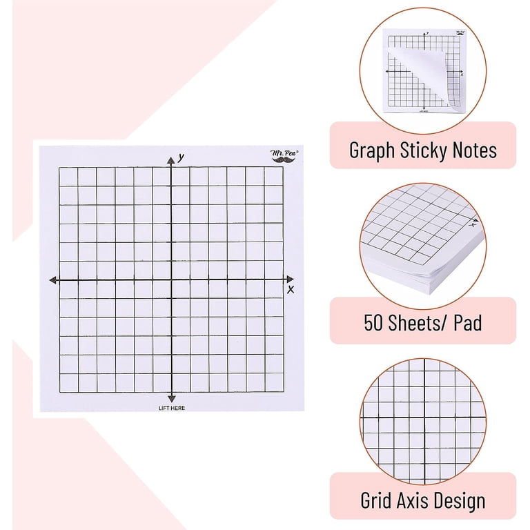 Tab Sticky Notes Mr. Pen- Transparent Graph Paper Sticky Notes, 6 Pads ...