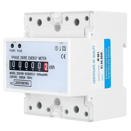 4P Single Phase Meter, 50Hz Counter Meter 230V Pure Copper + Plastic ...