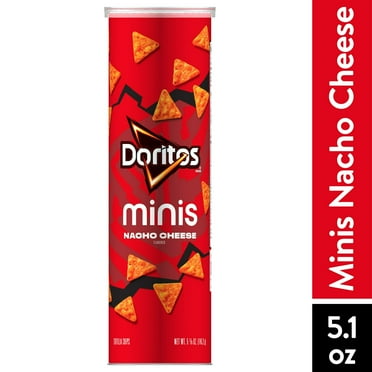 Doritos Nacho Cheese Flavored Mini Tortilla Chips, 5.125 oz Canister ...